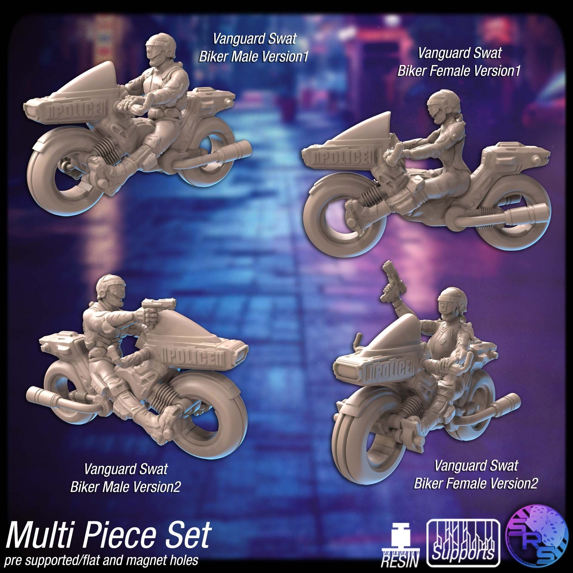 Cyberpunk Mounted Police Miniatures Set | Cops | Swat | Police Bikes ...